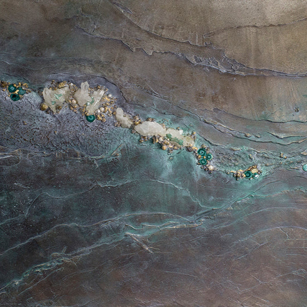Bronze Matrix with Verdigris | Crystal Wall Sculpture